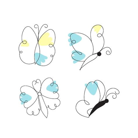Desenho De Linha Contínua De Borboleta Voadora Vetor Premium