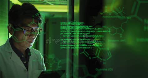 Image Of Element Diagram And Data Processing Over Asian Male Technician Working In Server Room