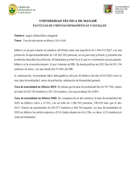 Tasa de mortalidad y fecundidad UNIVERSIDAD TÉCNICA DE MANABÍ