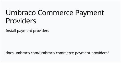 Install Payment Providers Umbraco Commerce Payment Providers