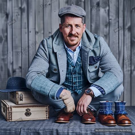 Ai创作图绅士大叔 绅士装扮 西方绅士 帅哥绅士 绅士风度 绅士男人 士绅 正装款式灵感居家主题 男人的风格 雅痞场景 高贵绅士 蓝色西装