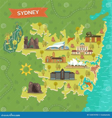 Map Of Sydney With Landmarks For Sightseeing Editorial Photography