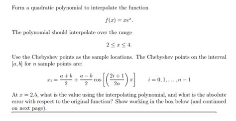 solved form a quadratic polynomial to interpolate the