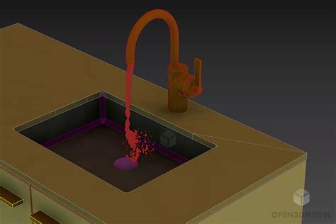 Маленький шкафчик под кухонным гарнитуром с раковиной Бесплатная 3d