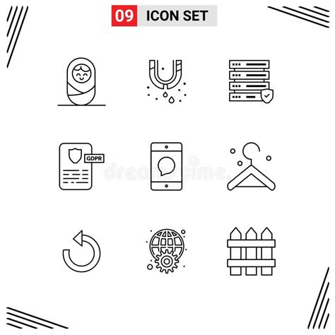 Stock Vector Icon Pack Of 9 Line Signs And Symbols For Mobile Devices Server Communication