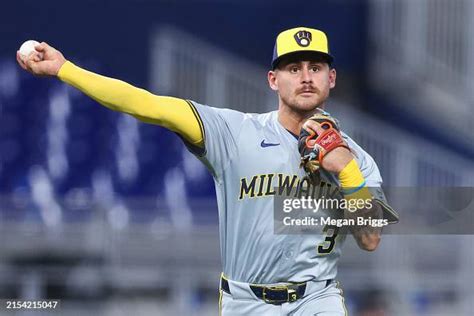 Joey Ortiz Of The Milwaukee Brewers Throws To First Base Against The