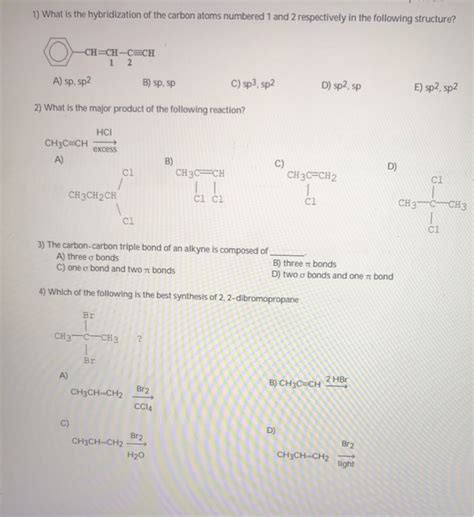Solved 1 What Is The Hybridization Of The Carbon Atoms N