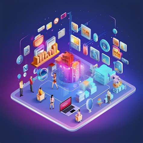 Isometric Concept Of Digital Data Management Platform Generative Ai Stock Illustration