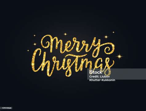 메리 크리스마스 반짝이 골드 핸드 그린 레터링 반짝임과 별 밝은 황금 Xmas 텍스트입니다 크리스마스 서예 겨울 휴가 인사말