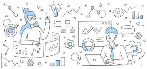 Data Analysis Business Concept Doodle Analysts Office People Work