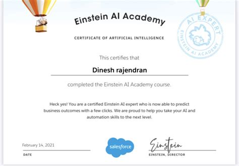Dinesh Rajendran On Linkedin Successfully Completed The Einstein Ai