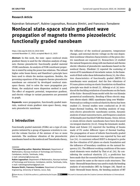 Pdf Nonlocal State Space Strain Gradient Wave Propagation Of Magneto