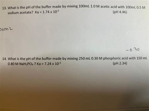 Solved What Is The PH Of The Buffer Made By Mixing Chegg