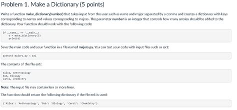 Problem Make A Dictionary Points Write A Chegg