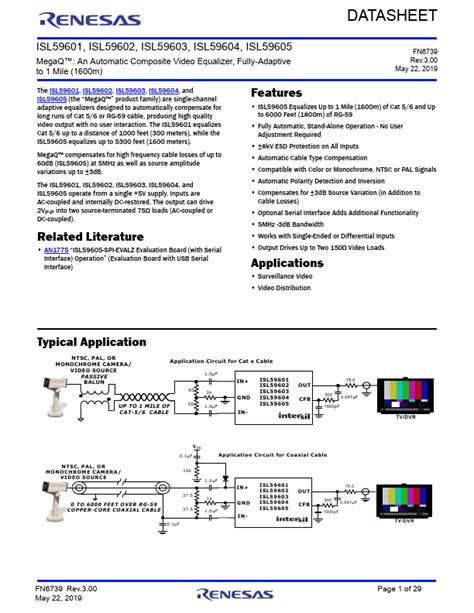 Isl59603 Datasheet Renesas