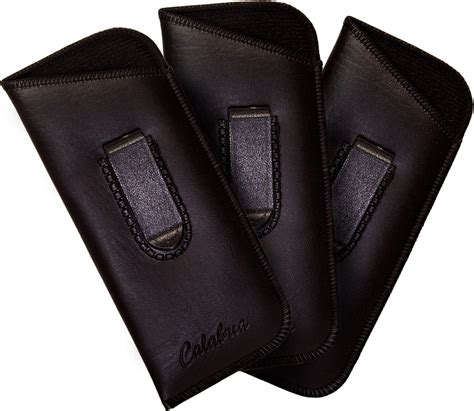 Calabria Half Slip Soft Grain Eyeglass Case 3 Pack Black