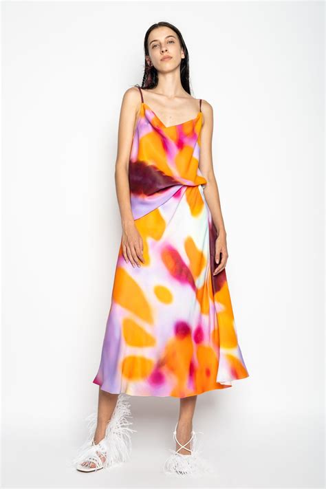 Slip Printed Satin Spaghetti Strap Top Marques Almeida