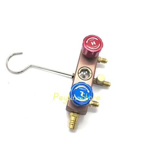 Bsp 11mm 자동차 가정용 에어컨 미터 프레온 압력 게이지 냉매 더블 미터 노브 밸브 바디 액세서리 후크 포함 18 인치 Aliexpress