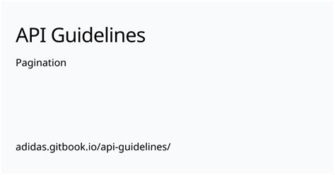 Pagination API Guidelines