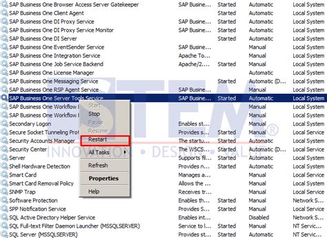 Restart Sld Sap Business One With Sql Server