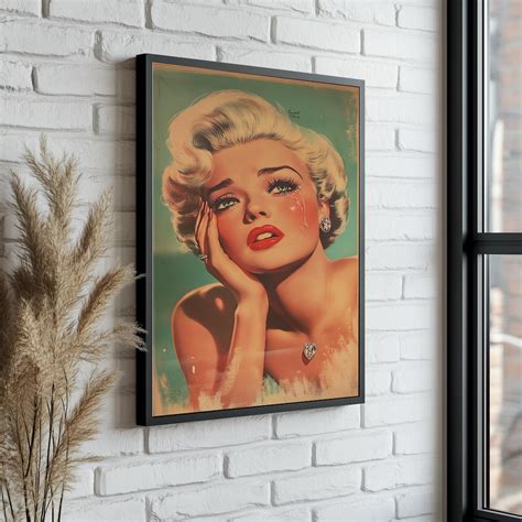 Retro Pop Art Marilyn Monroe Canvas Crying Icon Wall Print Vintage