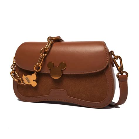 Brown Shoulder Handbag With Classic Mickey Character Travel Universe