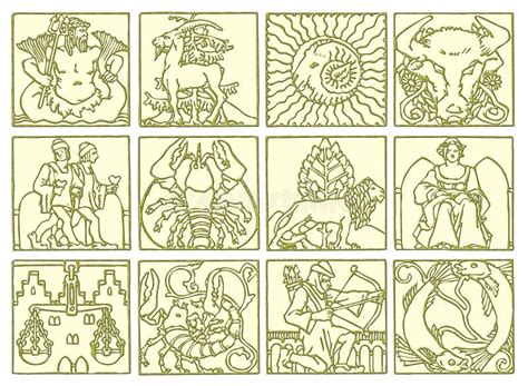 Conjunto De Botones Del Zodiaco Stock De Ilustración Ilustración De
