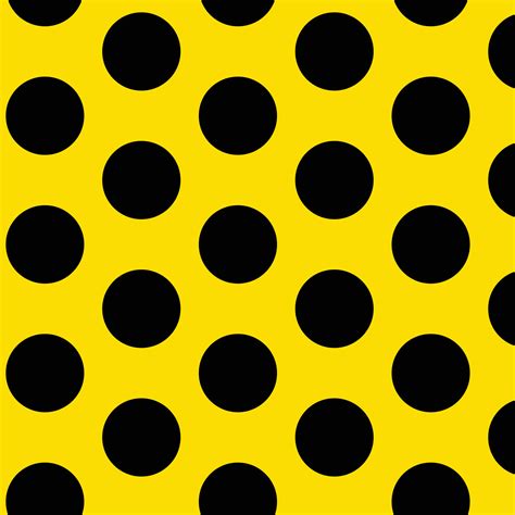 Abstract Seamless Repeat Black Polka Dot Pattern With Yellow Bg