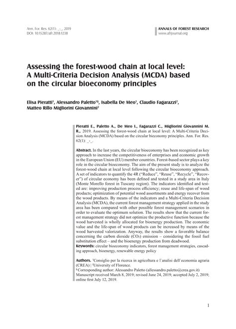 Pdf Assessing The Forest Wood Chain At Local Level A Multi Criteria