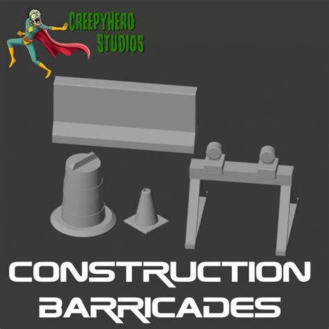 3d printable modern construction barricades set by michael crossman