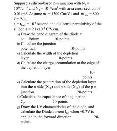 Solved Suppose A Silicon Based P N Junction With Na