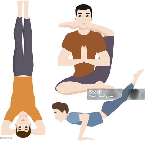 요가 자세 망 문자 클래스 명상 남성 농도 인간의 평화 라이프 스타일 벡터 일러스트 레이 션 개념에 대한 스톡 벡터 아트 및