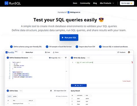 Database Structure Moves To Runsql Tool From Dbdiagram Runsql Button