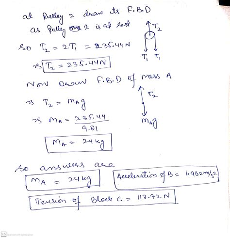 Solved Cylinder B And C Have A Mass Of 15kg And 10kg Respectively