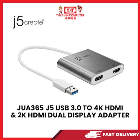 Jua365 J5 Usb 3 0 To 4k Hdmi And 2k Hdmi Dual Display Adapter [sbn No Nilai No Melaka No] Thye
