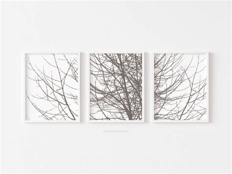 Tree Art Prints Set Of 3 Prints Contemporary Tree Branches Etsy