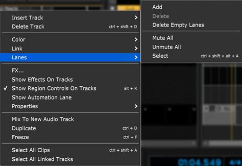 Track Right Click Commands Audio Track Acoustica