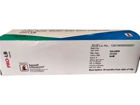 Lactic Acid Bacillus Vitamin B Complex Folic Acid Biotin With Zinc