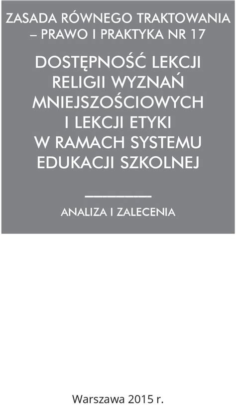 Dostępność lekcji religii wyznań mniejszościowych i lekcji etyki w ramach systemu edukacji