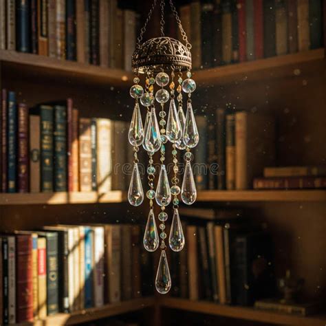 Decorative Hanging Crystal Chime In A Classic Library Stock