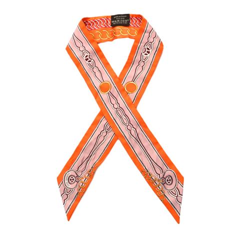 Hermes Silk Maillons Twilly Orange Vieux Rose Gold 1433200 Fashionphile