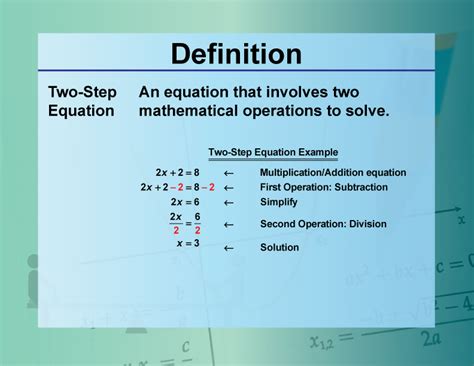 Definition Equation Concepts Two Step Equation Media4math