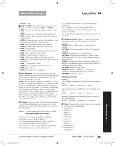 Lección Guión de Audio Español Comandos y Preposiciones