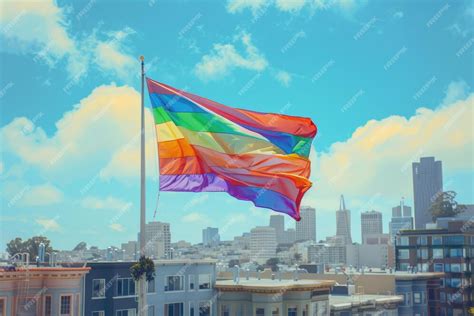 Rainbow Flag Blowing In The Wind Lgbtq Pride Month San Francisco