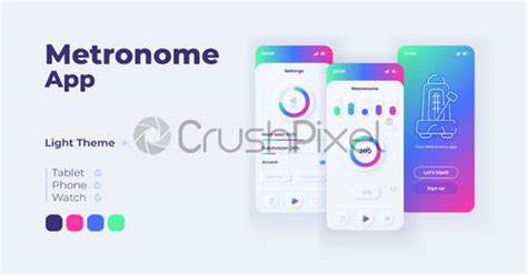 Metronome Application Cartoon Smartphone Interface Vector Templates Set Mobile App Stock