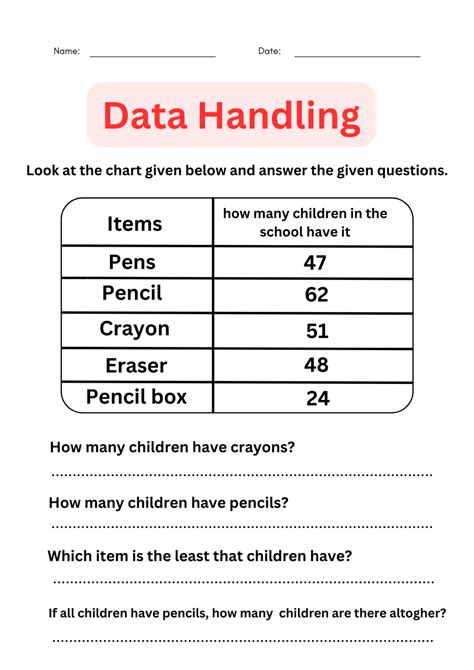 First Grade Data Handling Worksheets For Grade 1 2 3 Made By Teachers