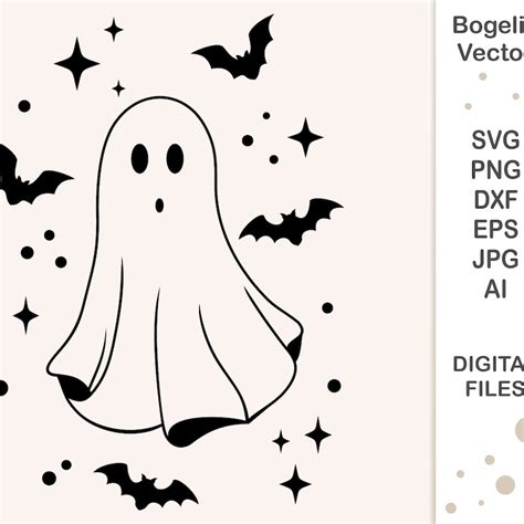 Black And White Cute Ghost Clip Art Etsy