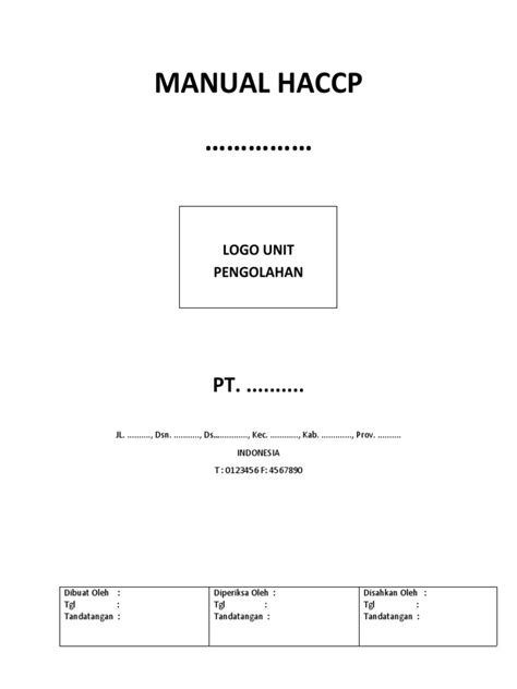 Manual Haccp Form Praktek Pdf