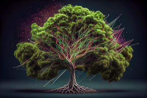 Premium Photo Green Deciduous Tree Growing On A Black Background Generative Ai Generative Ai