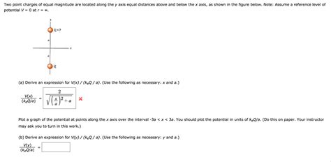 Solved Two Point Charges Of Equal Magnitude Are Located